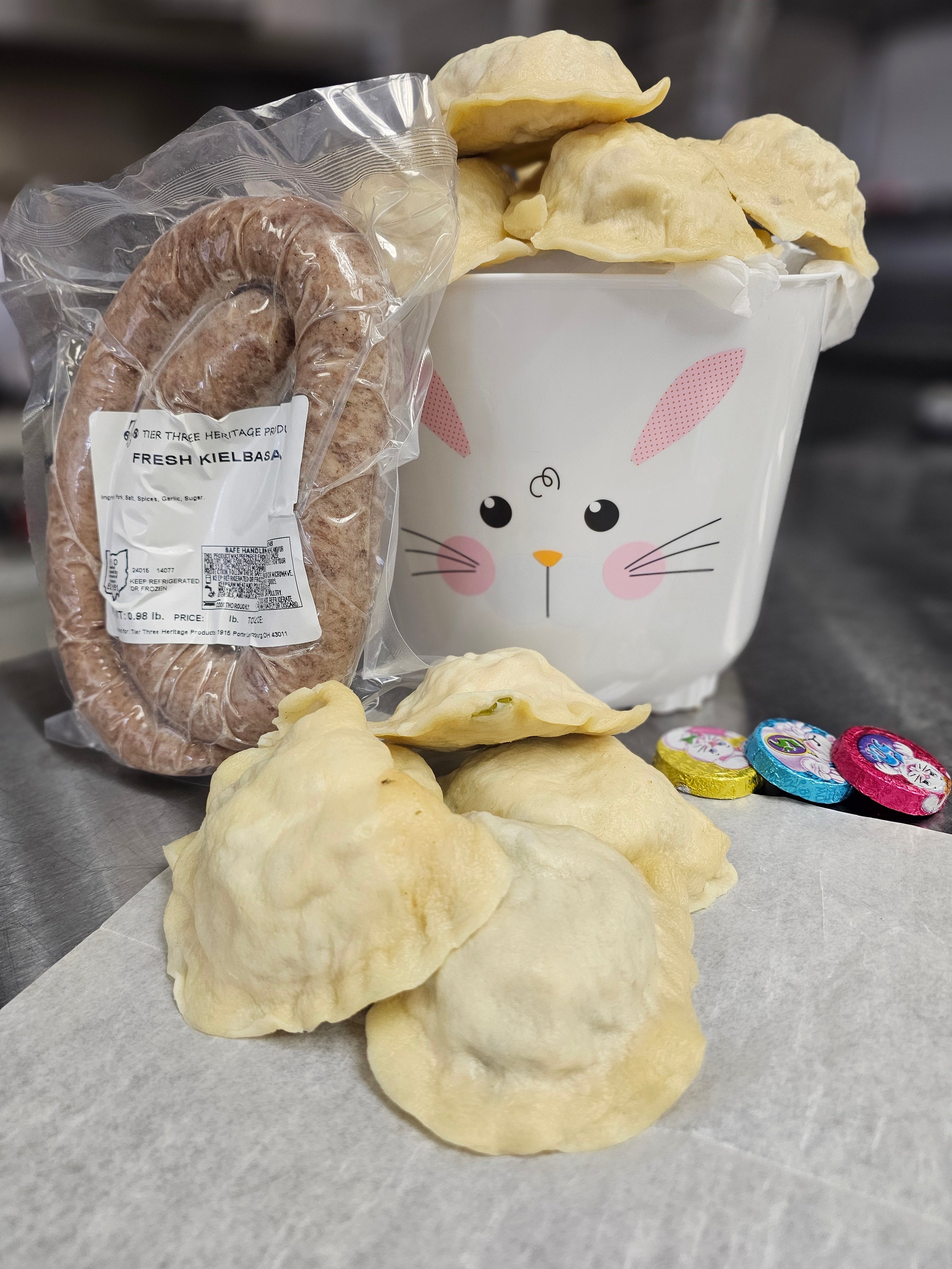 Basic Easter Bucket with Kielbasa | Sweet CLE-'bus! Handmade Pierogi